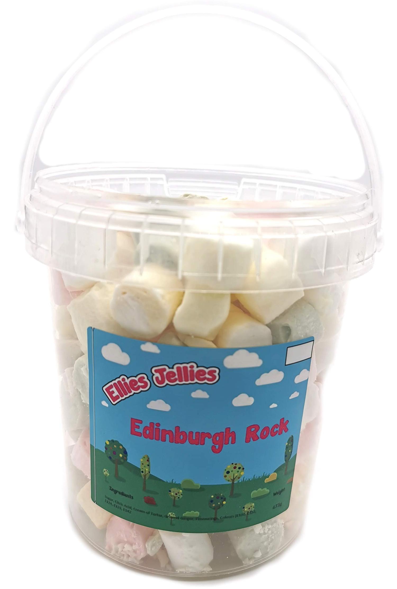 Ellies Jellies Edinburgh Rock 473g Bucket Fruity Flavour Multi-Coloured ...