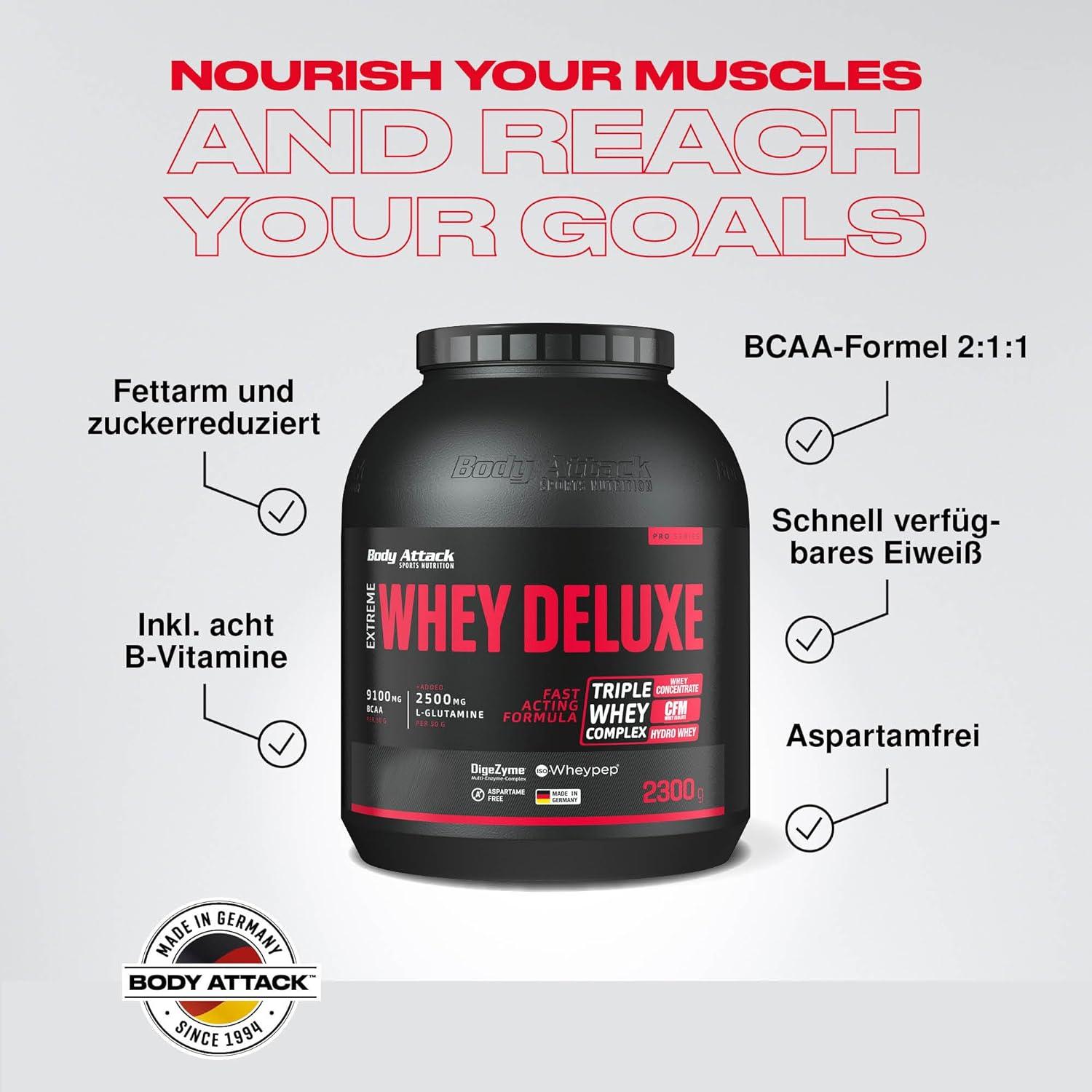 Body Attack Extreme Whey Deluxe - Strawberry Cream 2.3kg | German ...