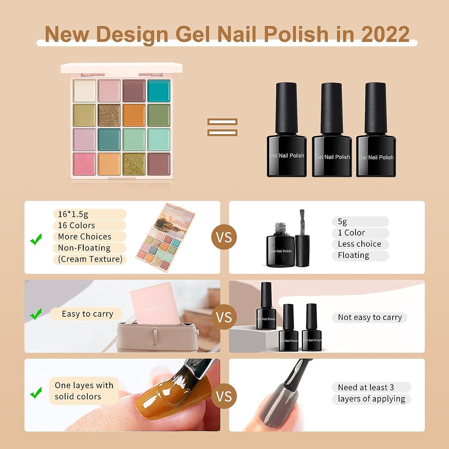 DONG RHYME Solid Cream Gel Nail Polish Palette - Mud Pudding Manicure Kit with Pro Nail Brush ...
