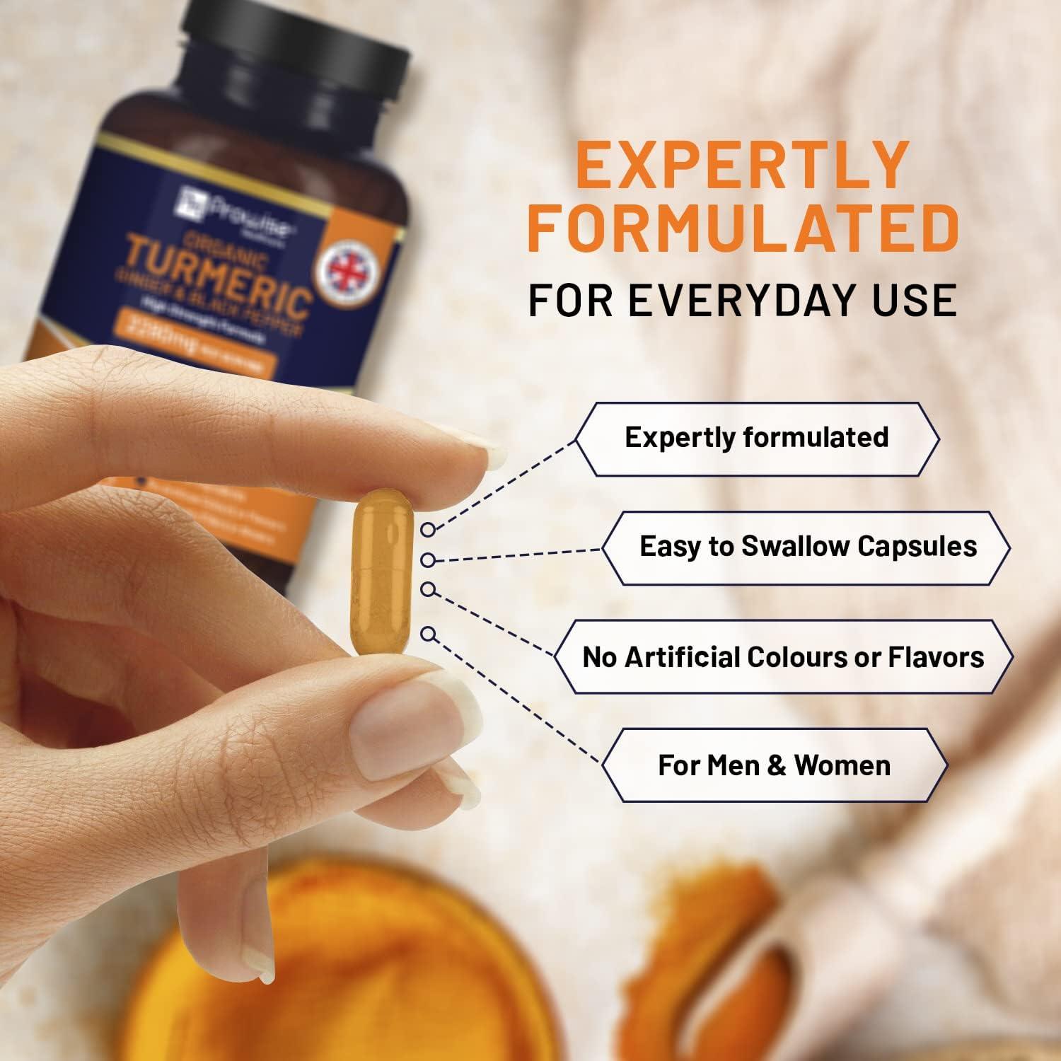 Organic Turmeric 2280mg with Black Pepper & Ginger - 180 Vegan Capsules ...