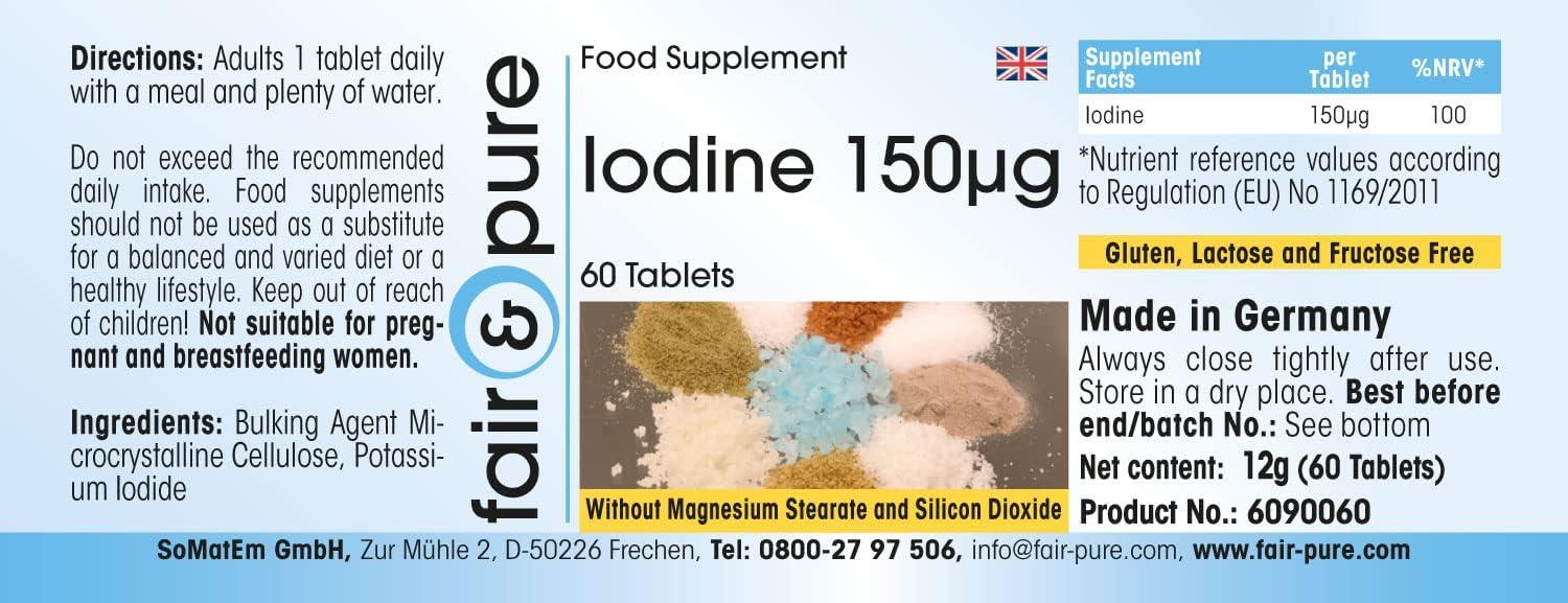 Buy Fair & Pure Iodine Tablets 150mcg - Vegan Potassium Iodide 100% ...