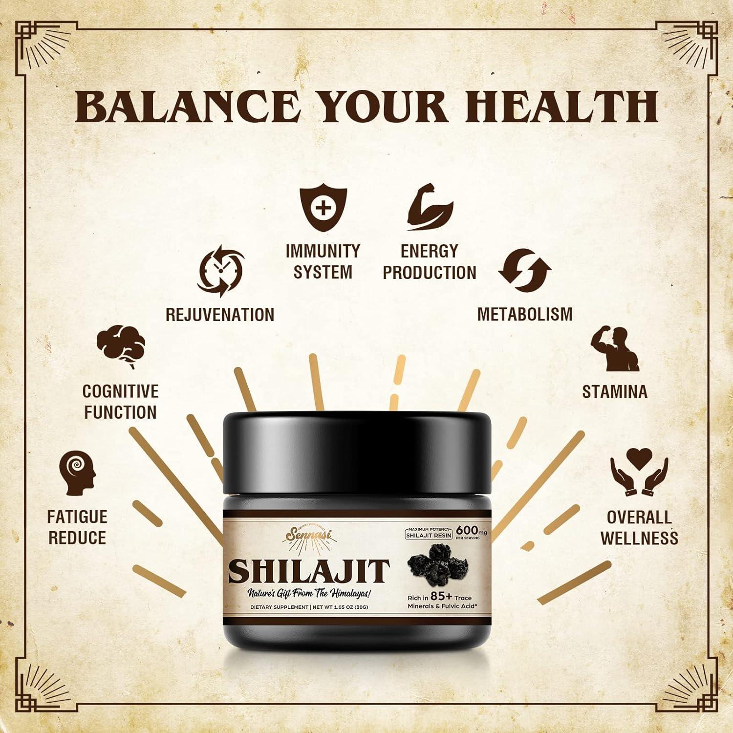 Pure Himalayan Organic Shilajit Resin 600mg - 85+ Trace Minerals & Fulvic Acid for Energy ...