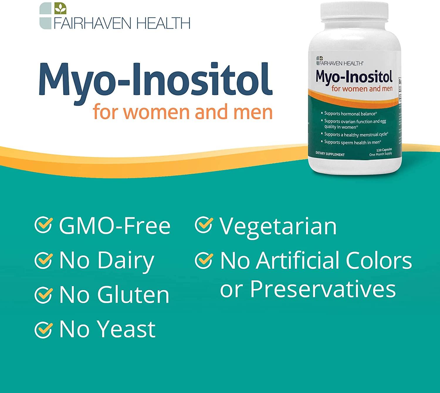 Fairhaven Health Myo-Inositol 120 Capsules - Support for Women & Menâ ...