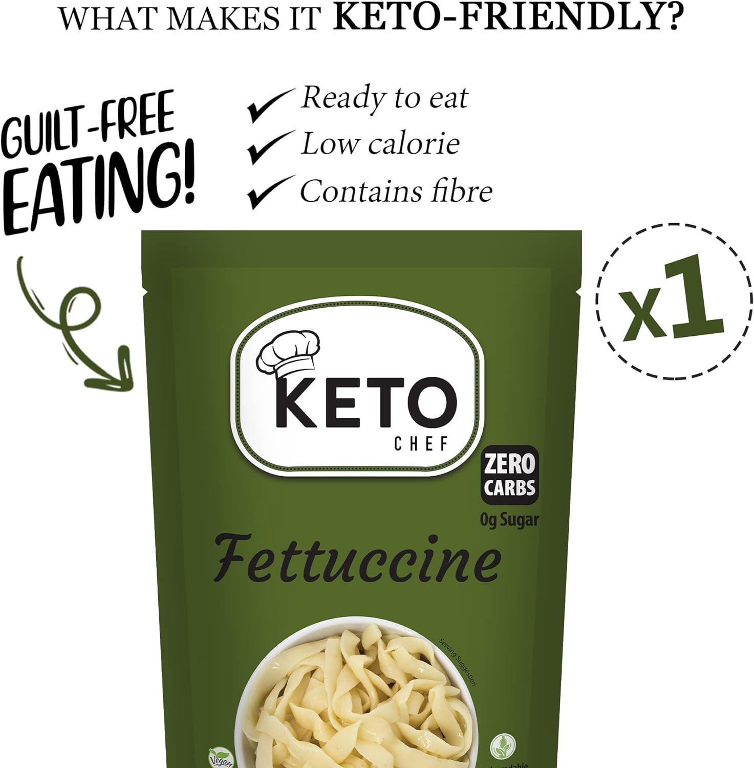 Keto Chef Konjac Fettuccine Pasta - Zero Sugar & Fat-Free Shirataki Noodles for Low-Calorie ...