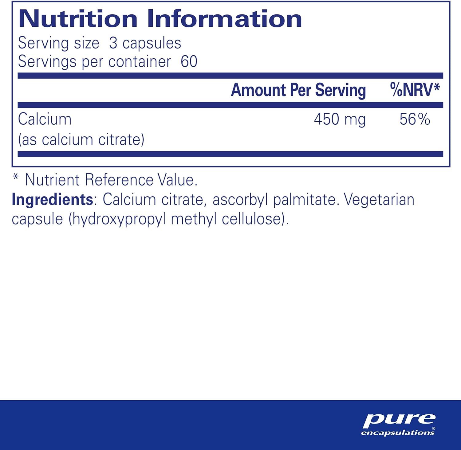 Pure Encapsulations Calcium Citrate Supplement - 180 Capsules | Buy Now ...