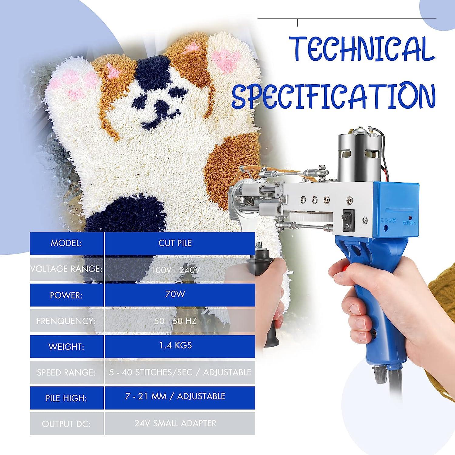 Electric Cut Pile Rug Tufting Gun - Hand Held Carpet Weaving Flocking ...