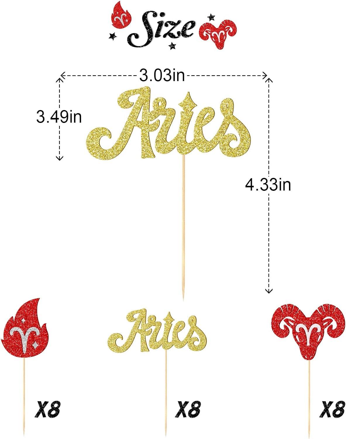 24Pcs Aries Cupcake Toppers Zodiac Themed Birthday Cake Picks Big Aries ...