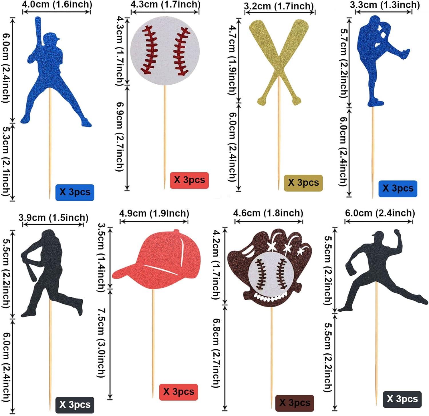 UXYOKM 24Pcs Baseball Cupcake Toppers Glitter Baseball Players Cupcake ...