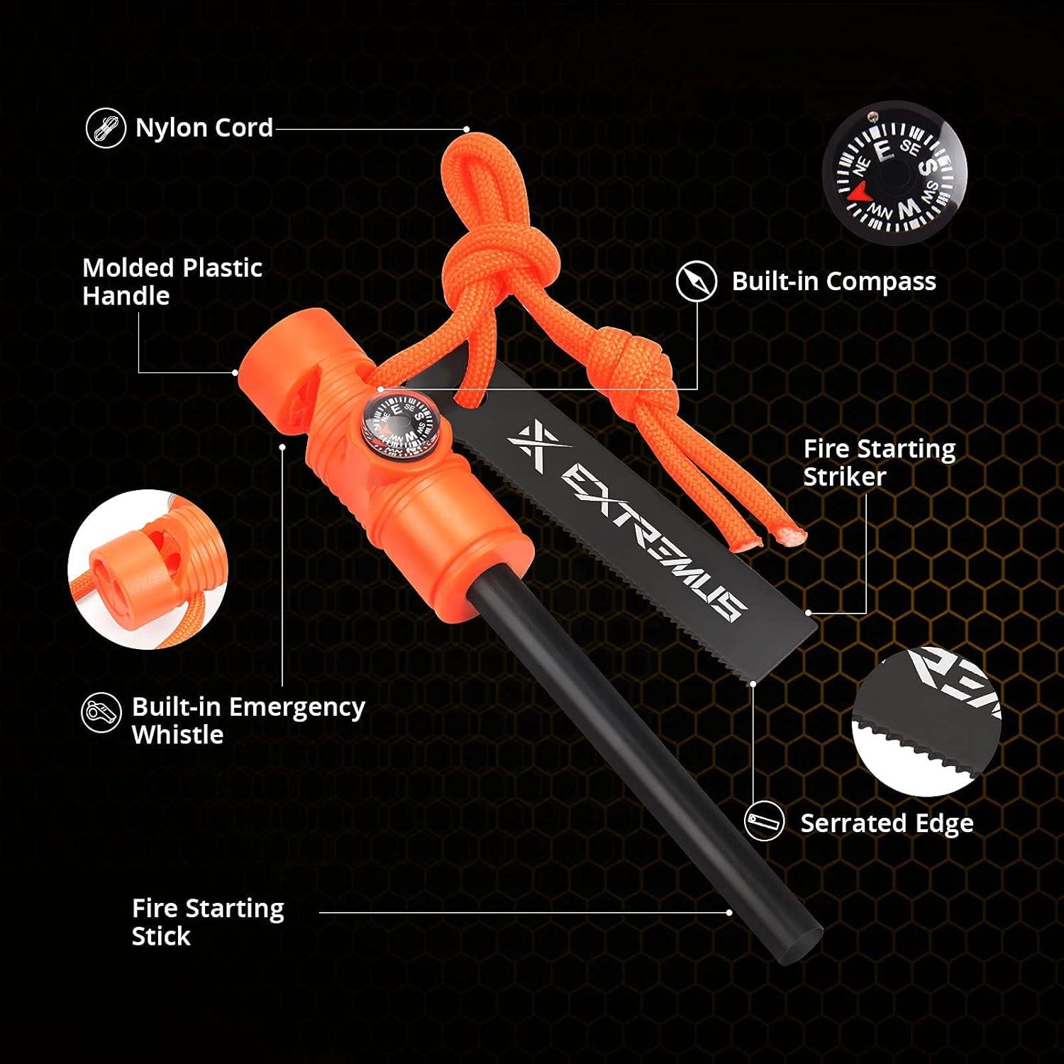 Extremus 6-in-1 Magnesium Fire Starter Set - 2 Pack Orange | High Temp ...