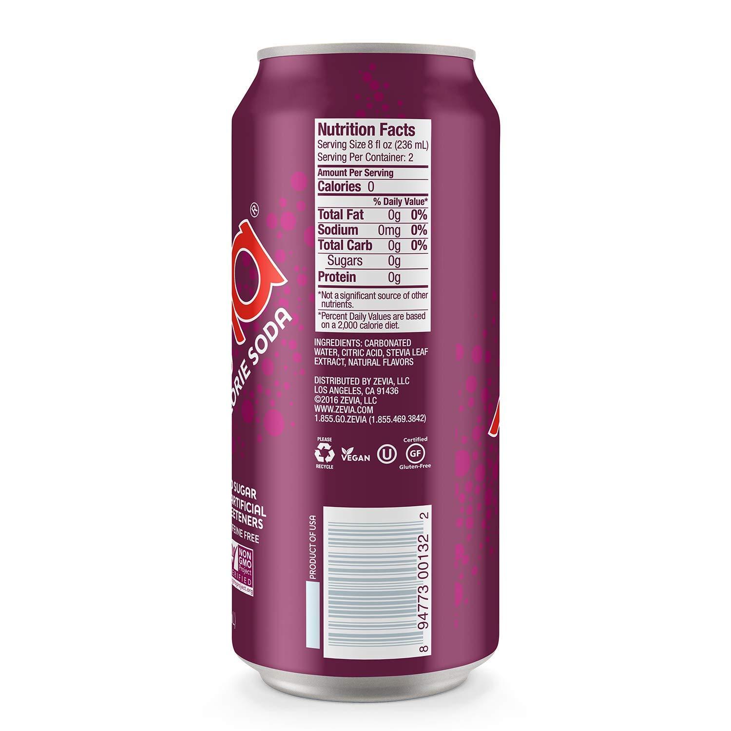 Zevia Zero Calorie Black Cherry Soda - 12 Pack, 16 oz Cans | Healthy Refreshment