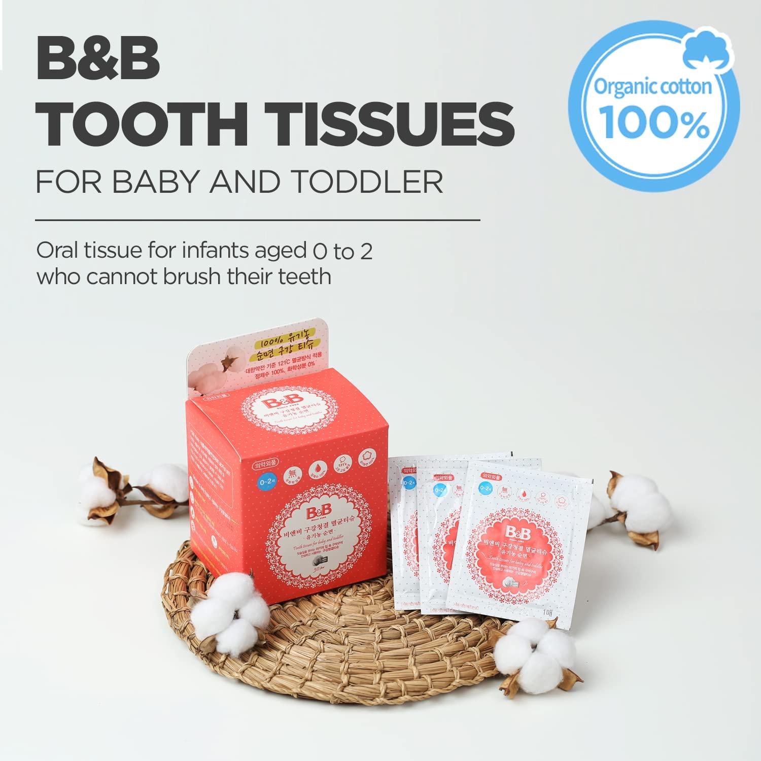 B&B Tooth Tissues for Baby & Toddler - 100% Cotton Infant Mouth Wipes ...