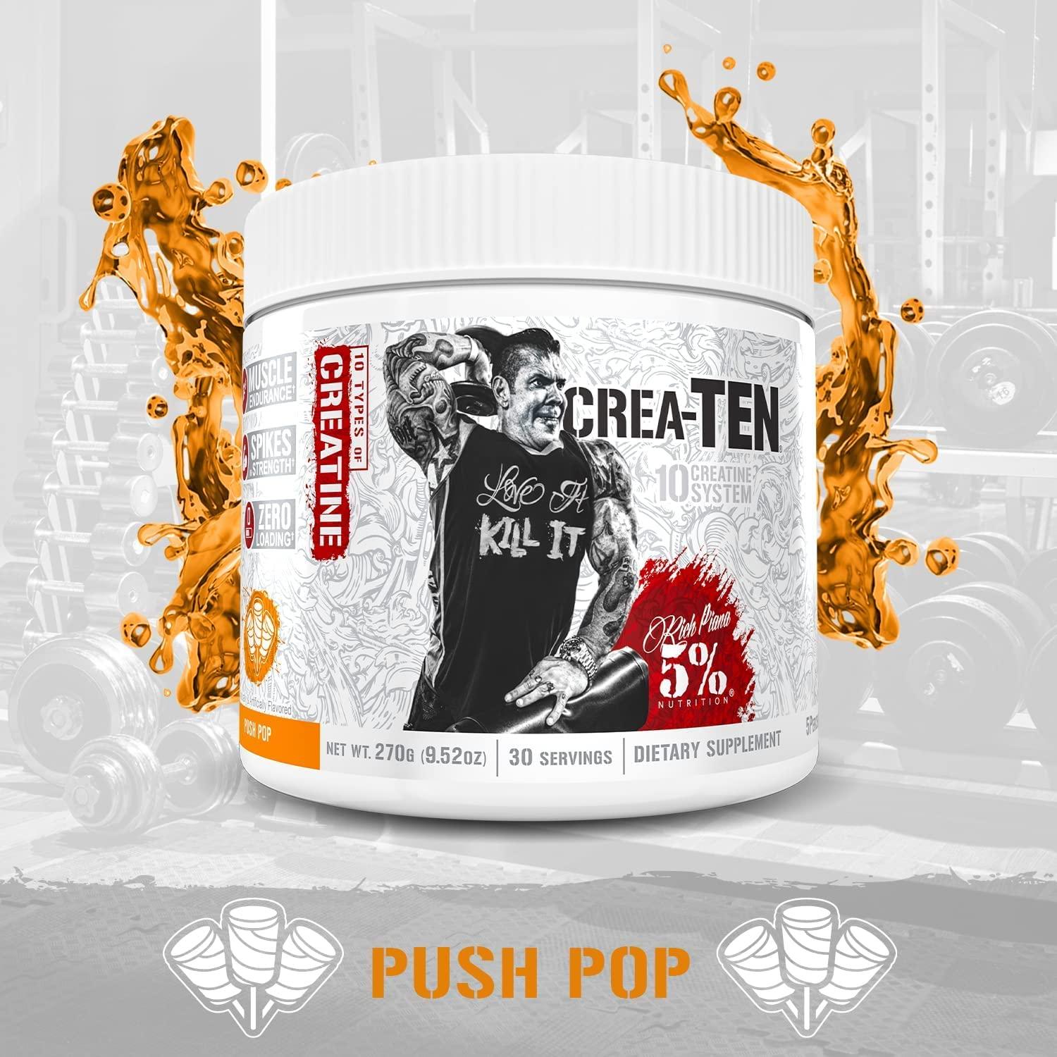Rich Piana 5% Nutrition CreaTEN 10 Creatine Blend - Muscle Gain Powder ...
