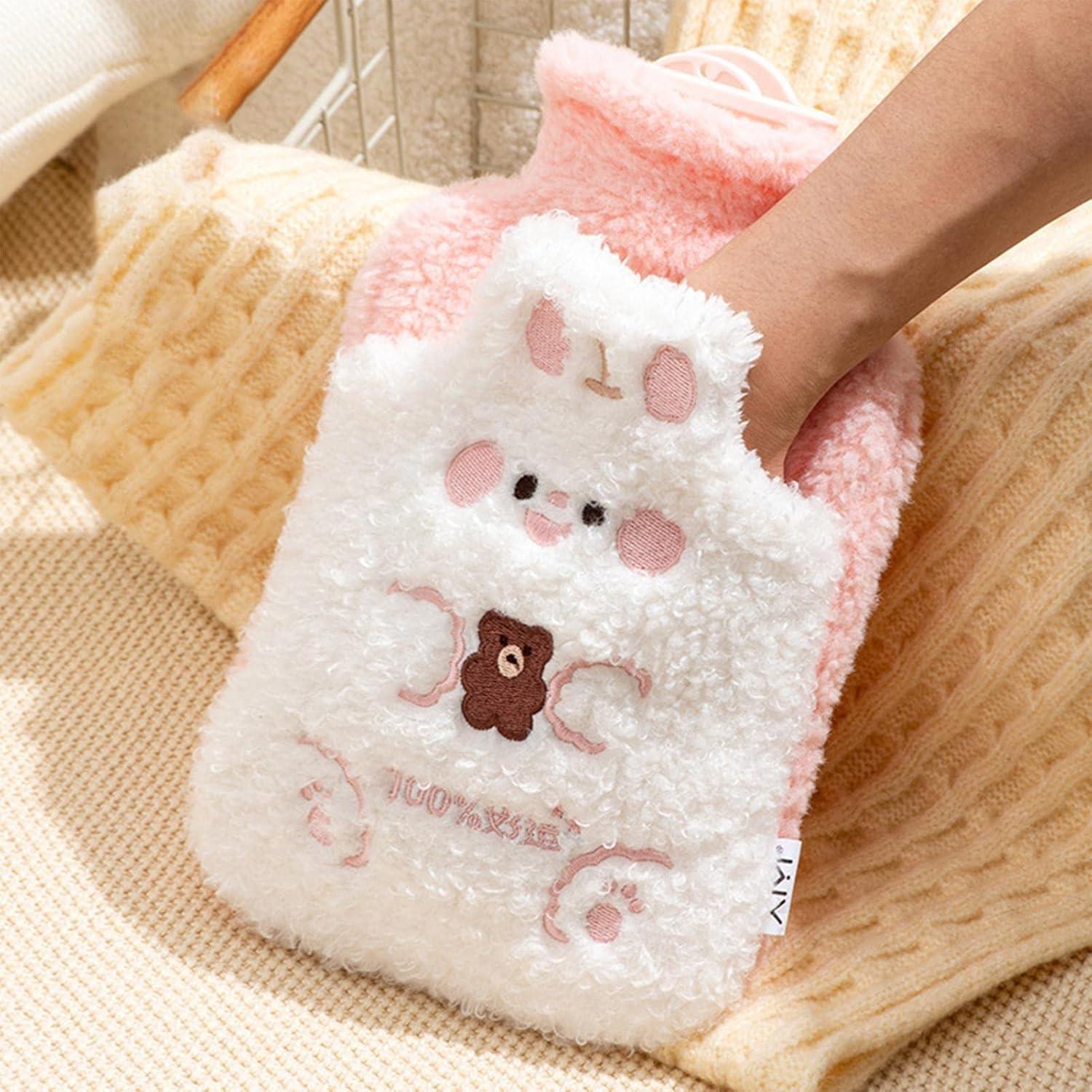 Mini Hot Water Bottle with Plush Bear Cover | Pain-Relief Heat Pack for ...