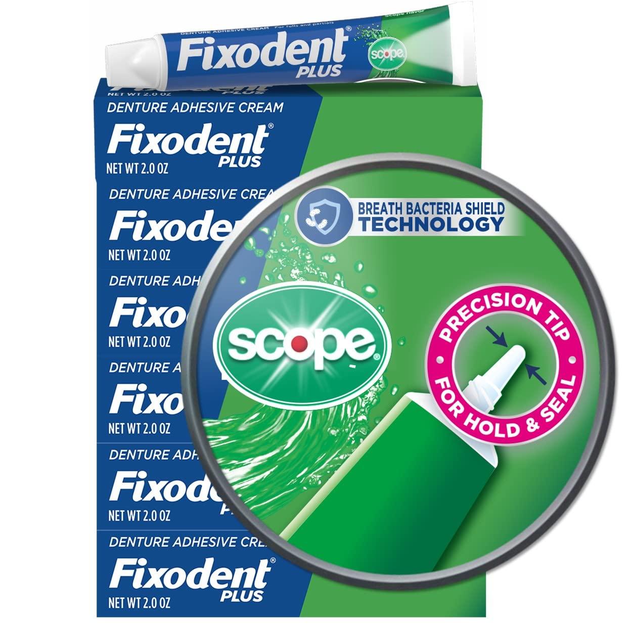 Fixodent Control Denture Adhesive Cream Plus Scope Flavor 12 Oz (2 Oz x ...