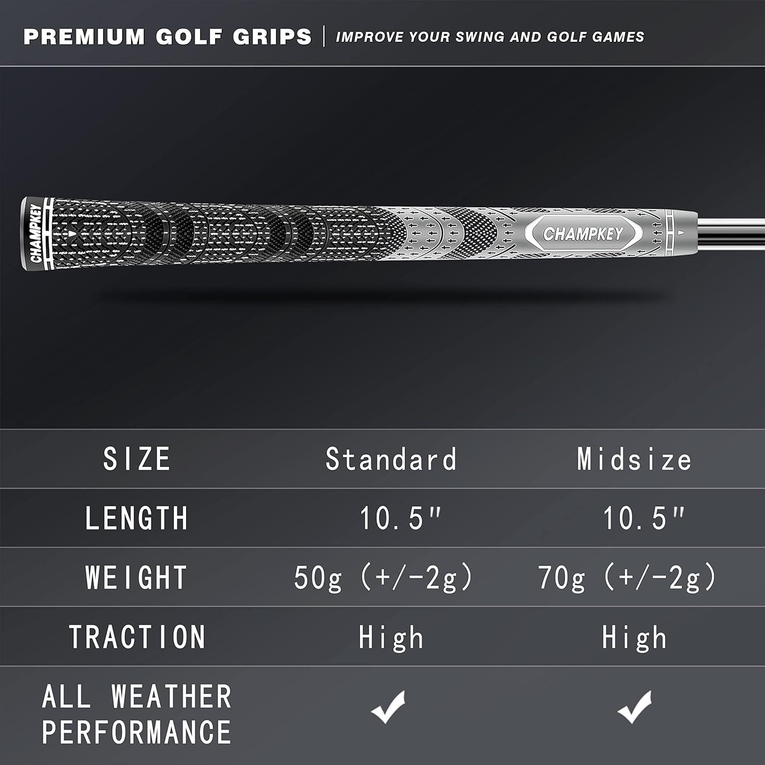CHAMPKEY Premium Hybrid Golf Grips 13 Pack - All-Weather Performance ...