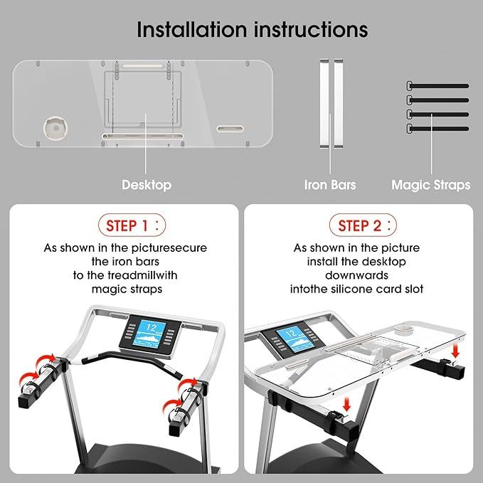HEWYIOS Treadmill Desk Attachment Transparentï¼ Treadmill Laptop Holder ...