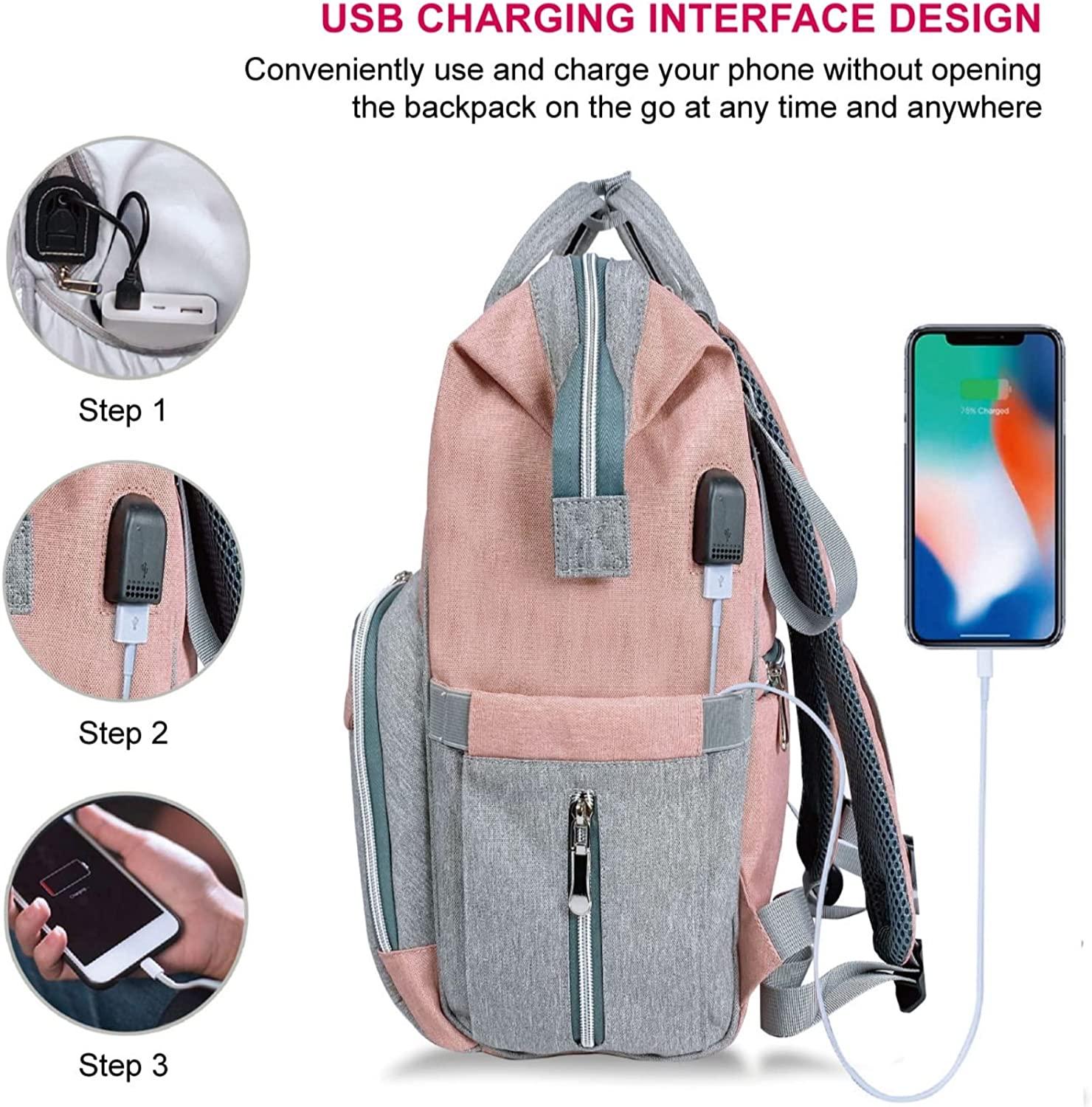 Tili Dili Premium Diaper Backpack with USB Charging Port - Blush Pink ...
