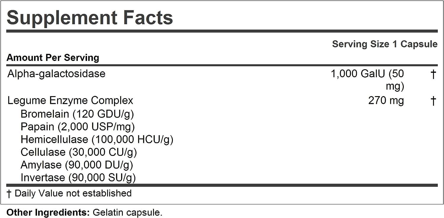 ANDREW LESSMAN Bean & Vegetable Gas Relief Capsules - Natural Enzyme ...