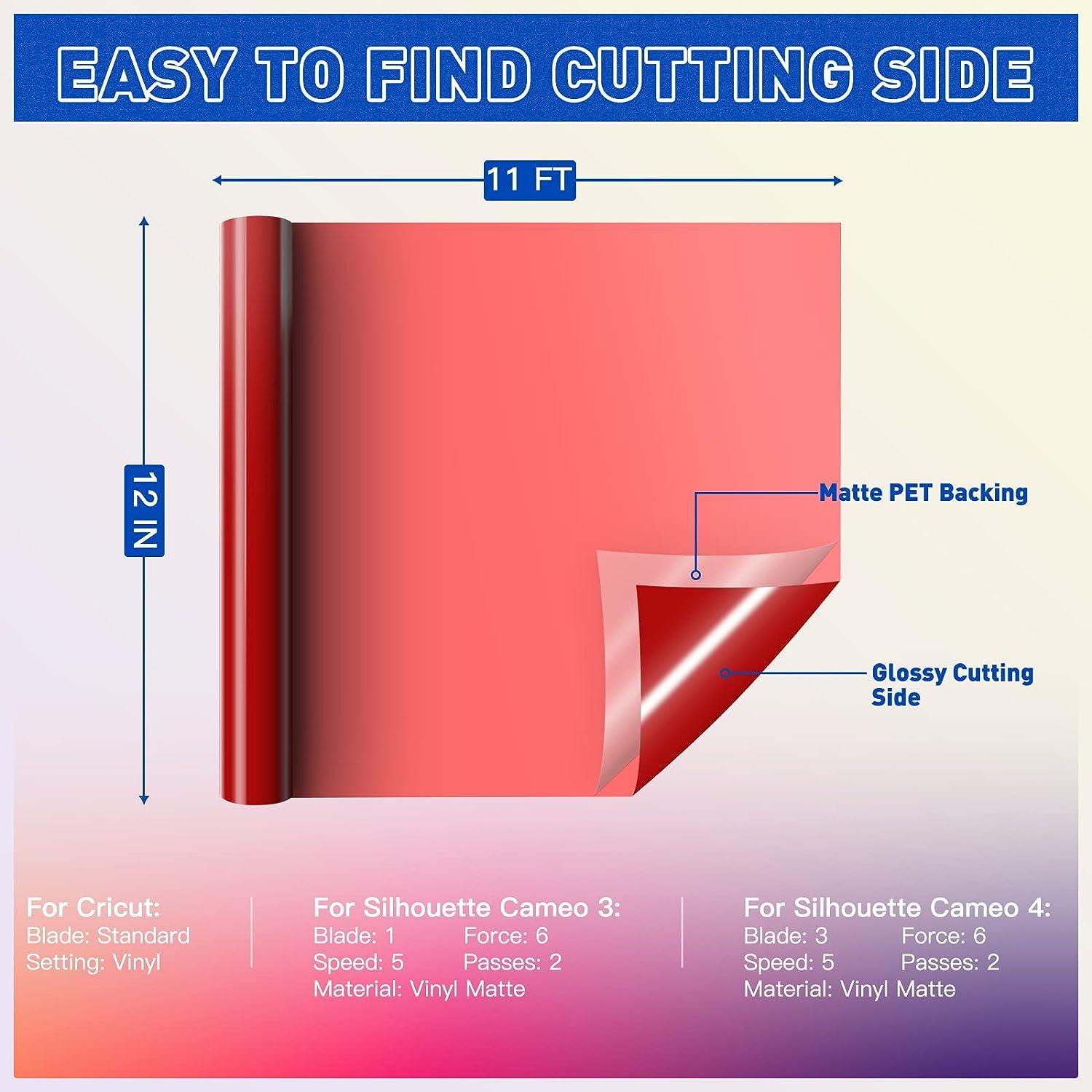 HTVRONT Red Permanent Vinyl Roll - 12x11 FT Adhesive for Cricut ...