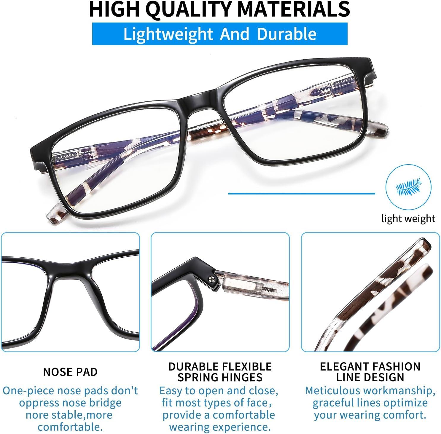 Suertree 3 Pack Blue Light Filter Reading Glasses for Men & Women - UV Blocked 2.0x Diopter ...