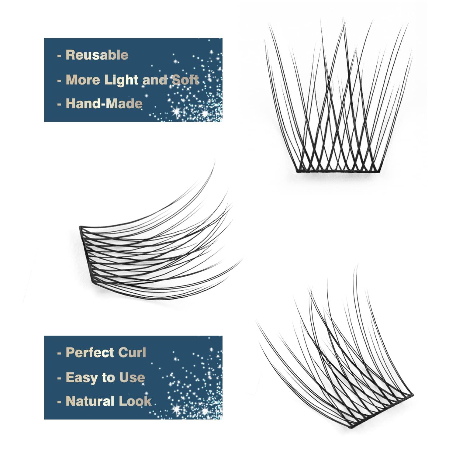 DIY Eyelash Extension: Natural 12mm Lash Clusters - 24 Reusable ...