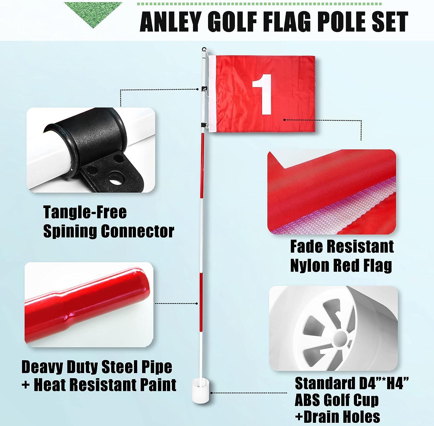Anley 6 Ft Height Golf Flagsticks with Putting Cup Set - Golf Pin Flag ...