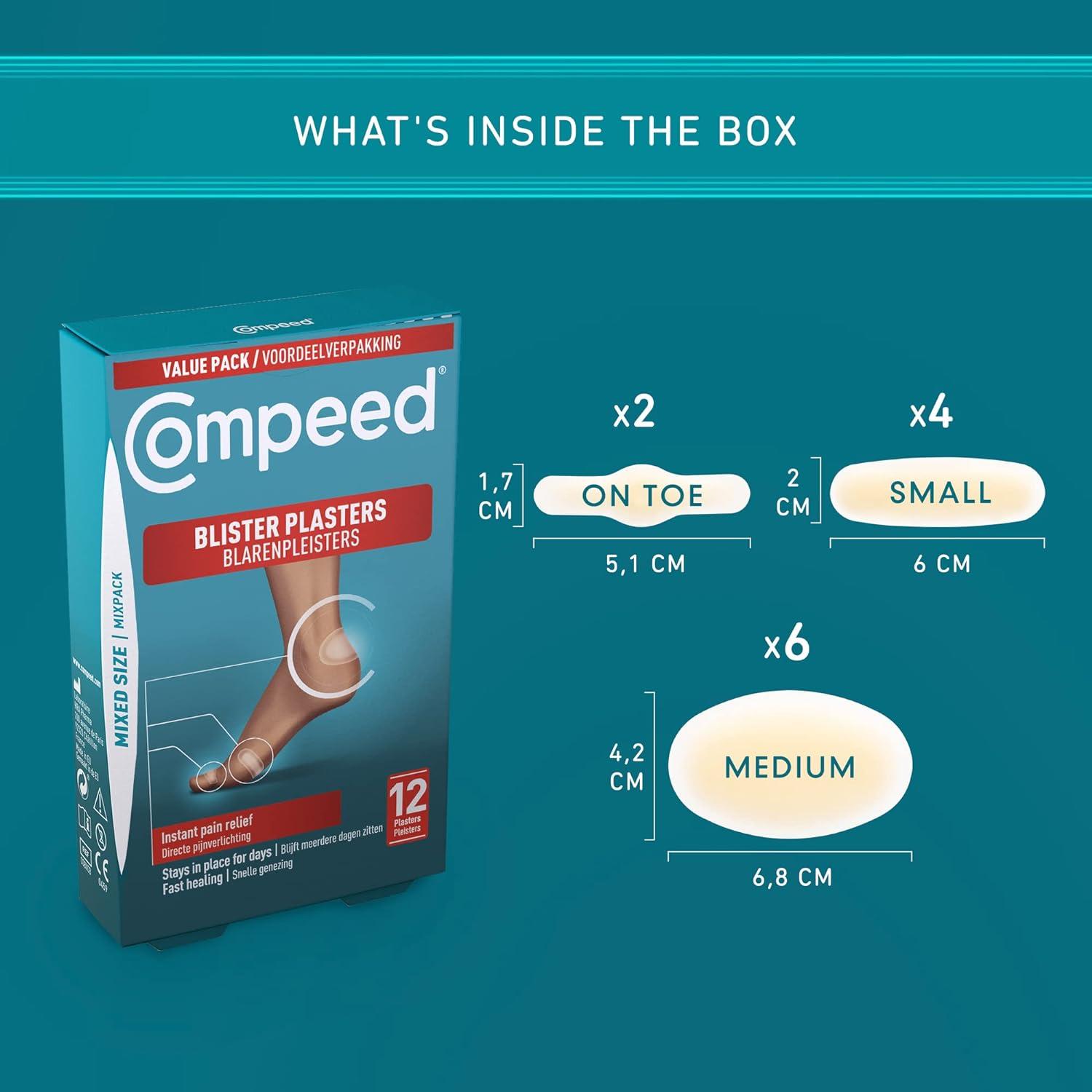 Compeed Mixed Size Blister Plasters - 12 Hydrocolloid Plasters for Fast ...