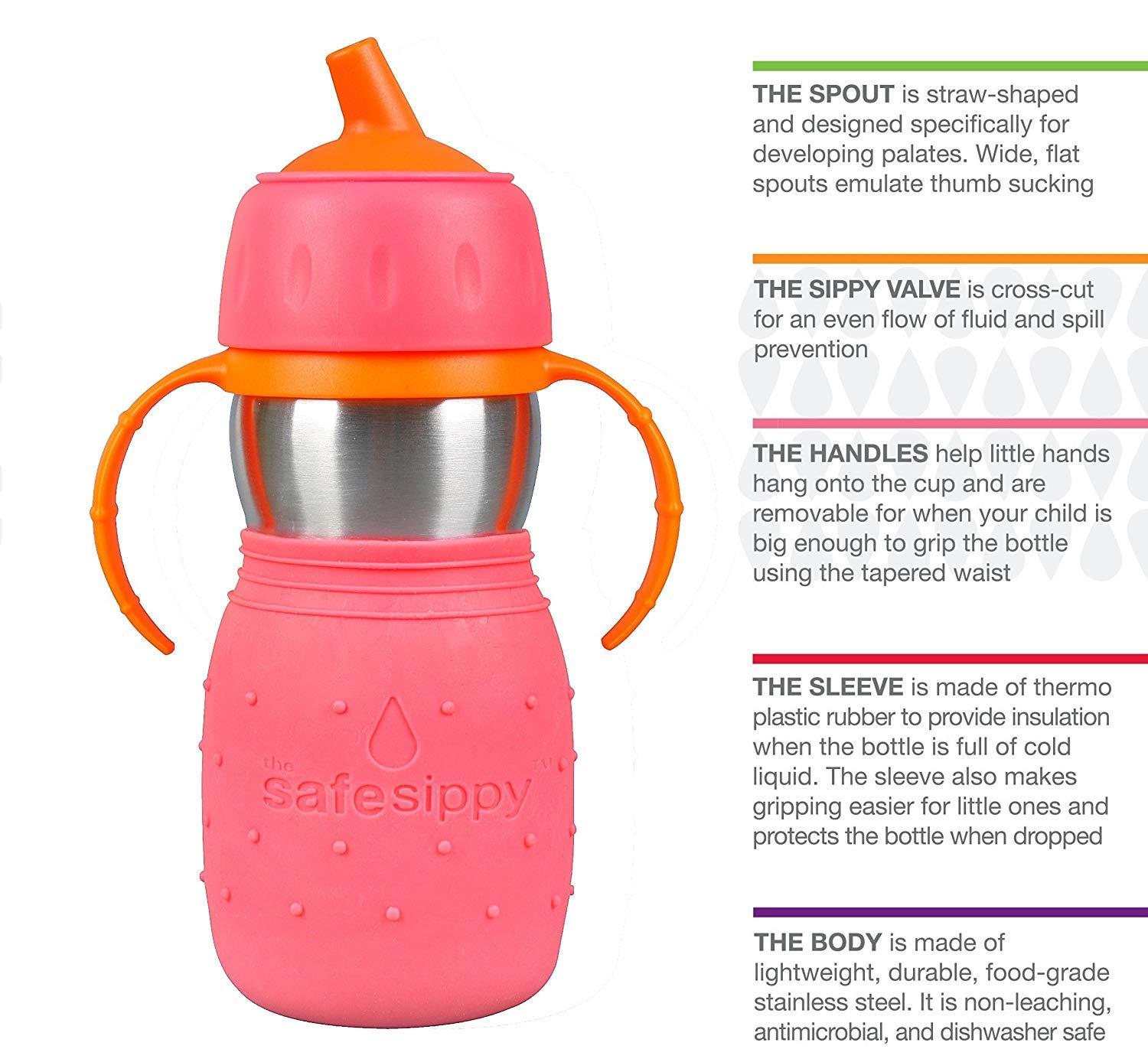 Safesippy Children's Drink Cup in Pink - Spill-proof BPA-free Sippy Cup ...