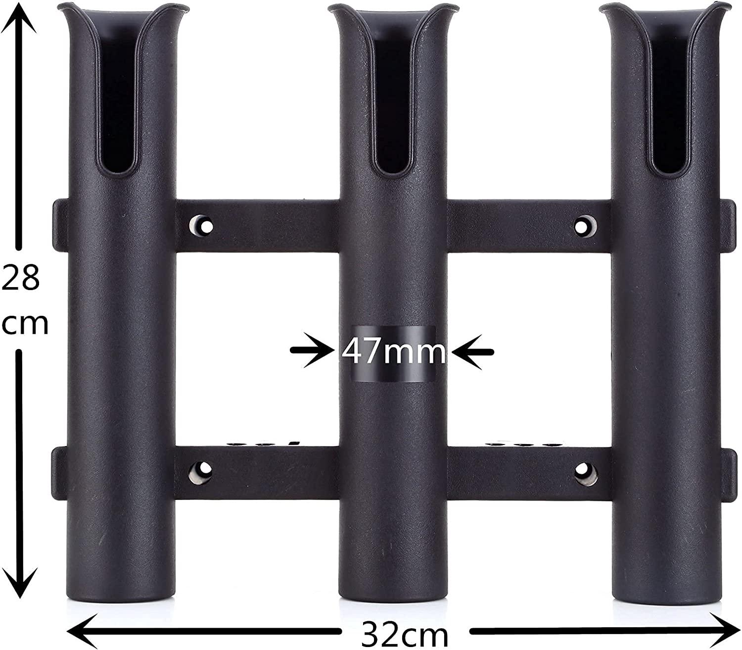 Wall Mounted Black Fishing Rod Holder Rack - 3 Pole Rests | Tubes Links ...