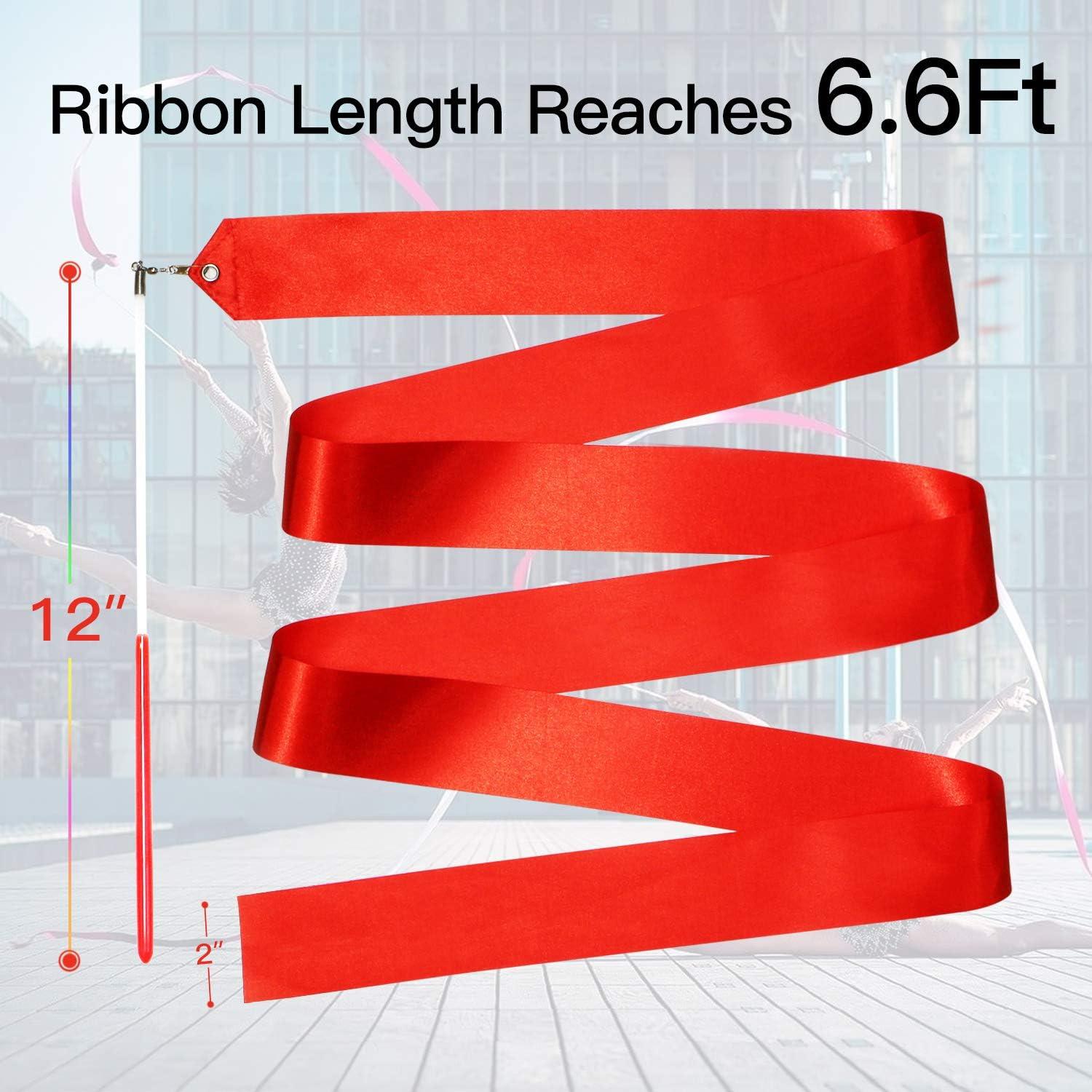 10Pcs Dance Ribbons Streamers - 6.6Ft Gymnastics Ribbon Wands for Kids ...