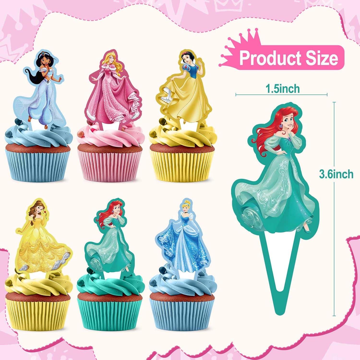 NIAYOU 24 Pcs Princess Cupcake Toppers Princess Themed Cake Decorations ...