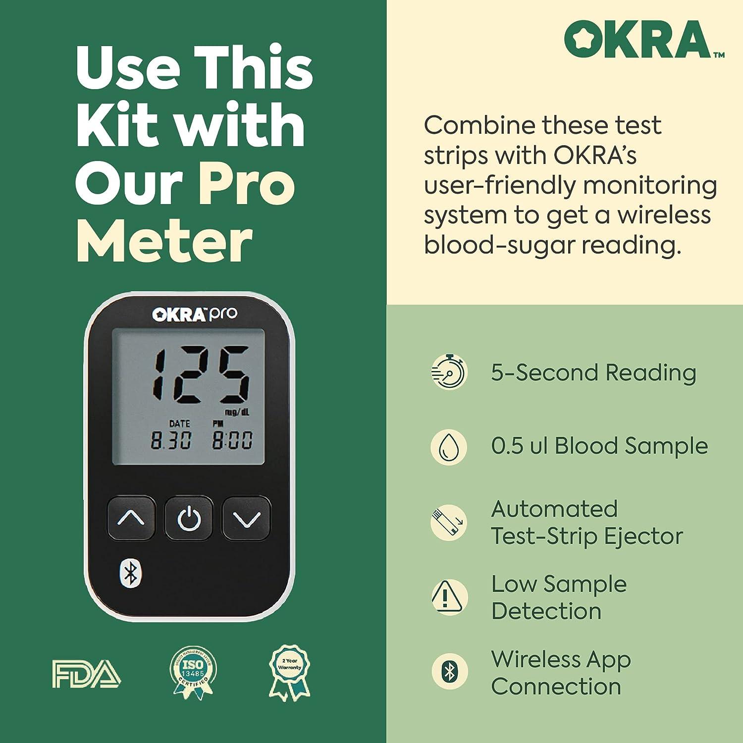 OKRA Diabetes Testing Kit Refill - 100 Blood Sugar Test Strips and ...