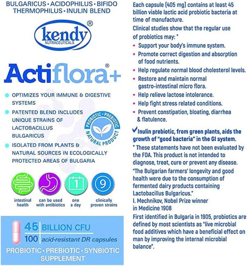 Actiflora + Synbiotic Kendy 100 VCaps - Premium PreProbiotic Supplement ...