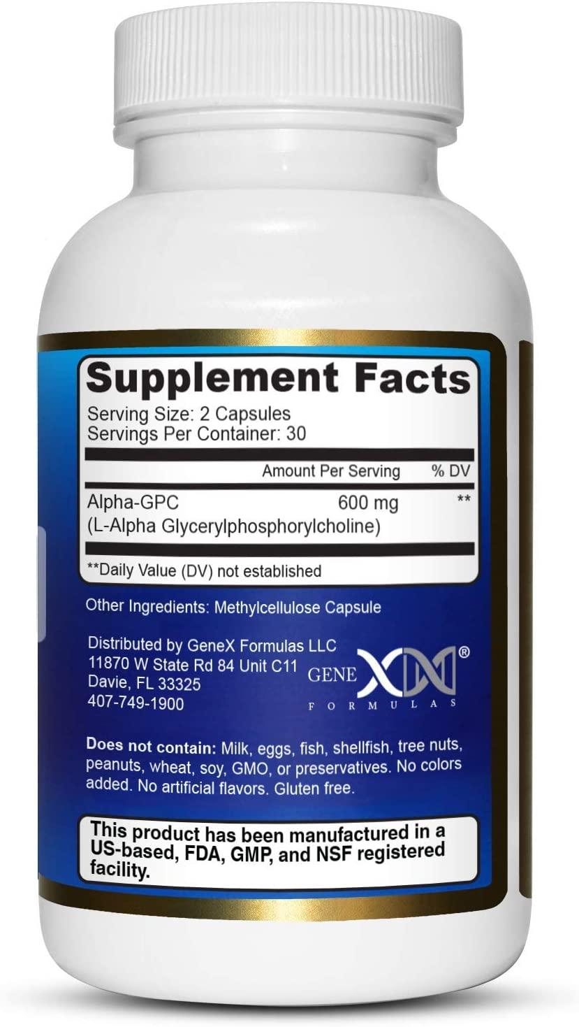 Genex Alpha-GPC Choline Supplement | Nootropic for Brain Support, Focus ...