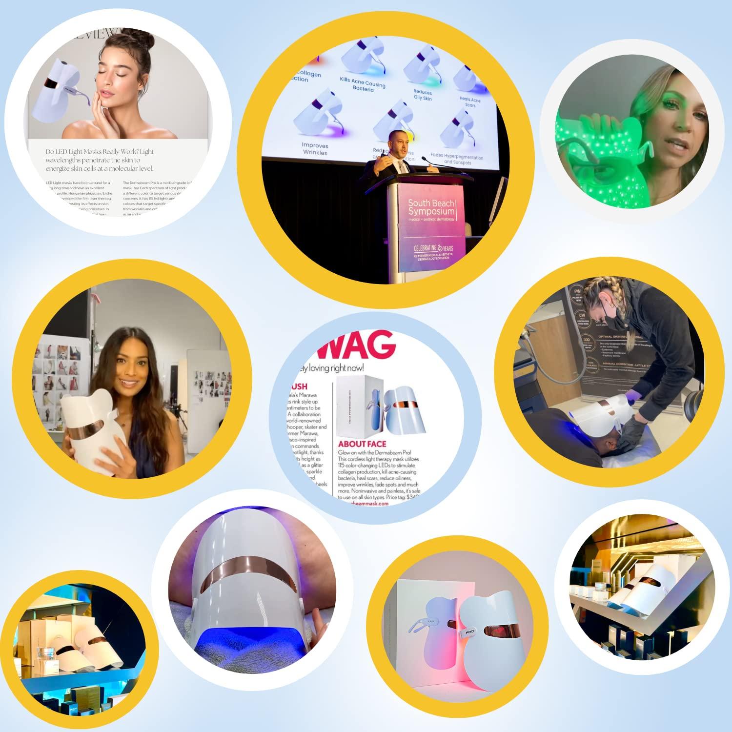 Dermabeam Pro LED Light Therapy Mask - 115 LEDs, 7 Colors, Anti-Wrinkle ...