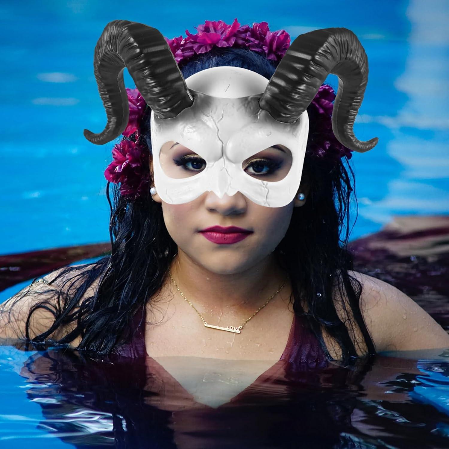 Buy Holidyoyo Creepy Sheep Head Mask | Goat Horn Halloween Cosplay ...