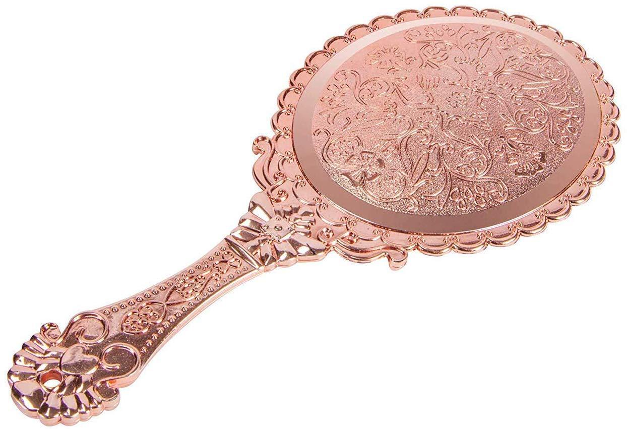 Vintage Rose Gold Oval Hand Mirror with Handle - Vanity & Travel Makeup ...