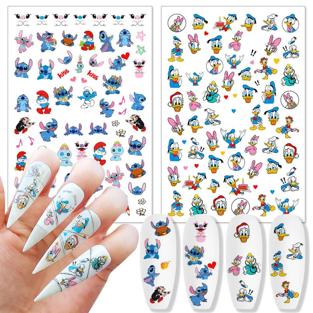 Cute Cartoon Nail Art Stickers - 6 Sheets, 3D Self-Adhesive Design, for ...