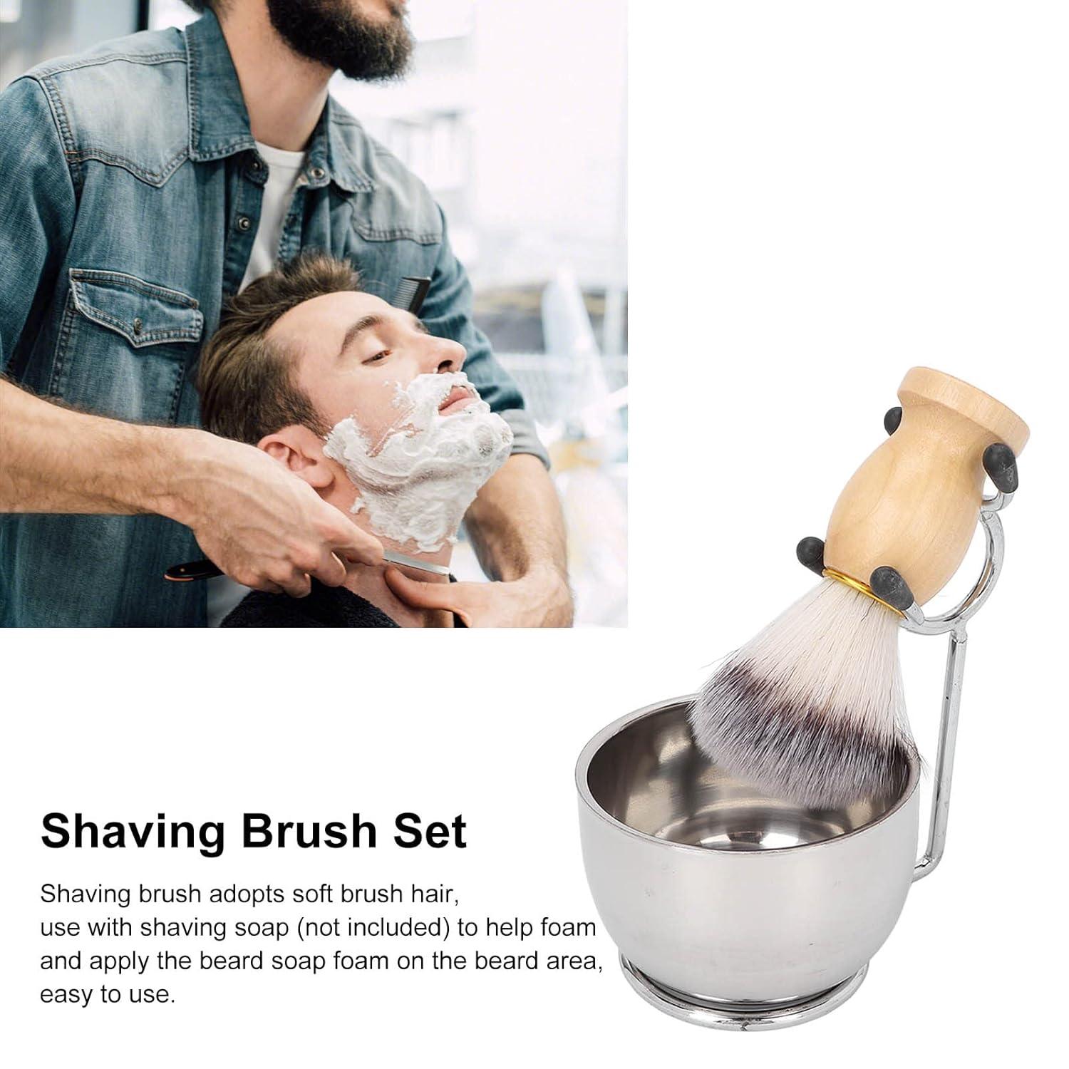 3-in-1 Men's Shaving Set - Razi Brush Synthetic Hair Stainless Steel ...