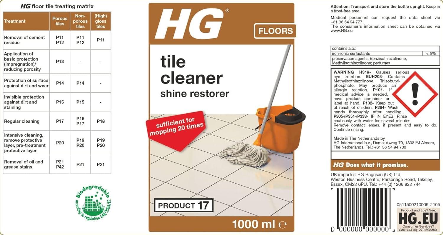HG Tile Cleaner & Shine Restorer - 1 Litre | Grout & Kitchen Floor ...