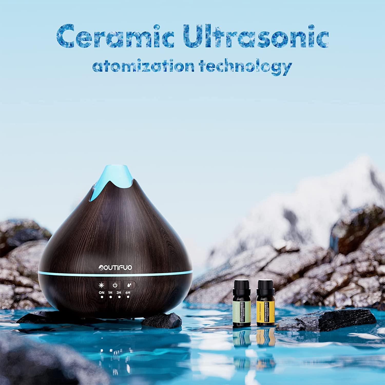 550ml Essential Oil Diffuser & 10 Oils Gift Set | Ceramic Ultrasonic Technology | Aromatherapy ...