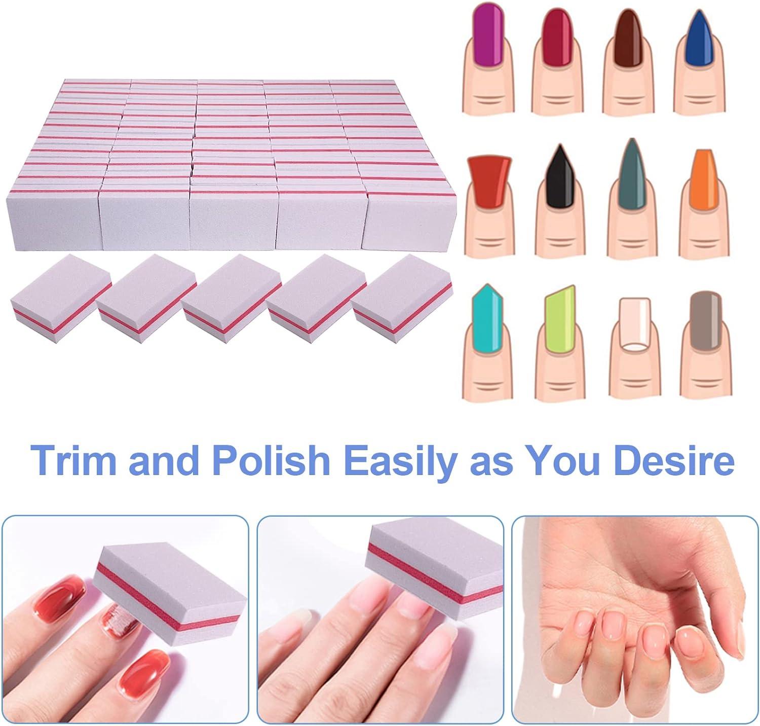 Mini Nail Buffer Blocks (50 Pack) for Acrylic and Natural Nails - 100/ ...