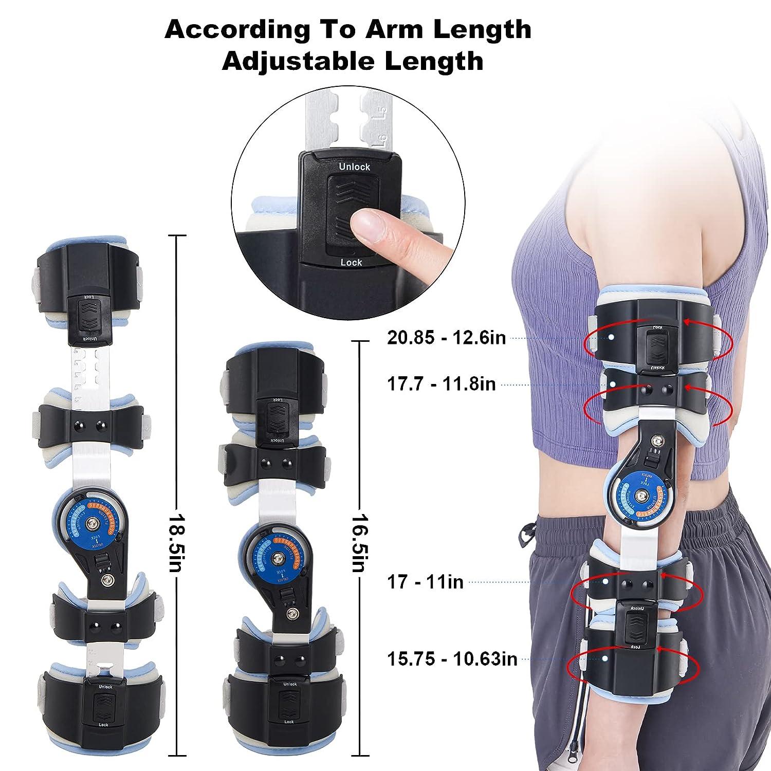 RISURRY Hinged Elbow Brace with Shoulder Sling | Adjustable Post OP ...
