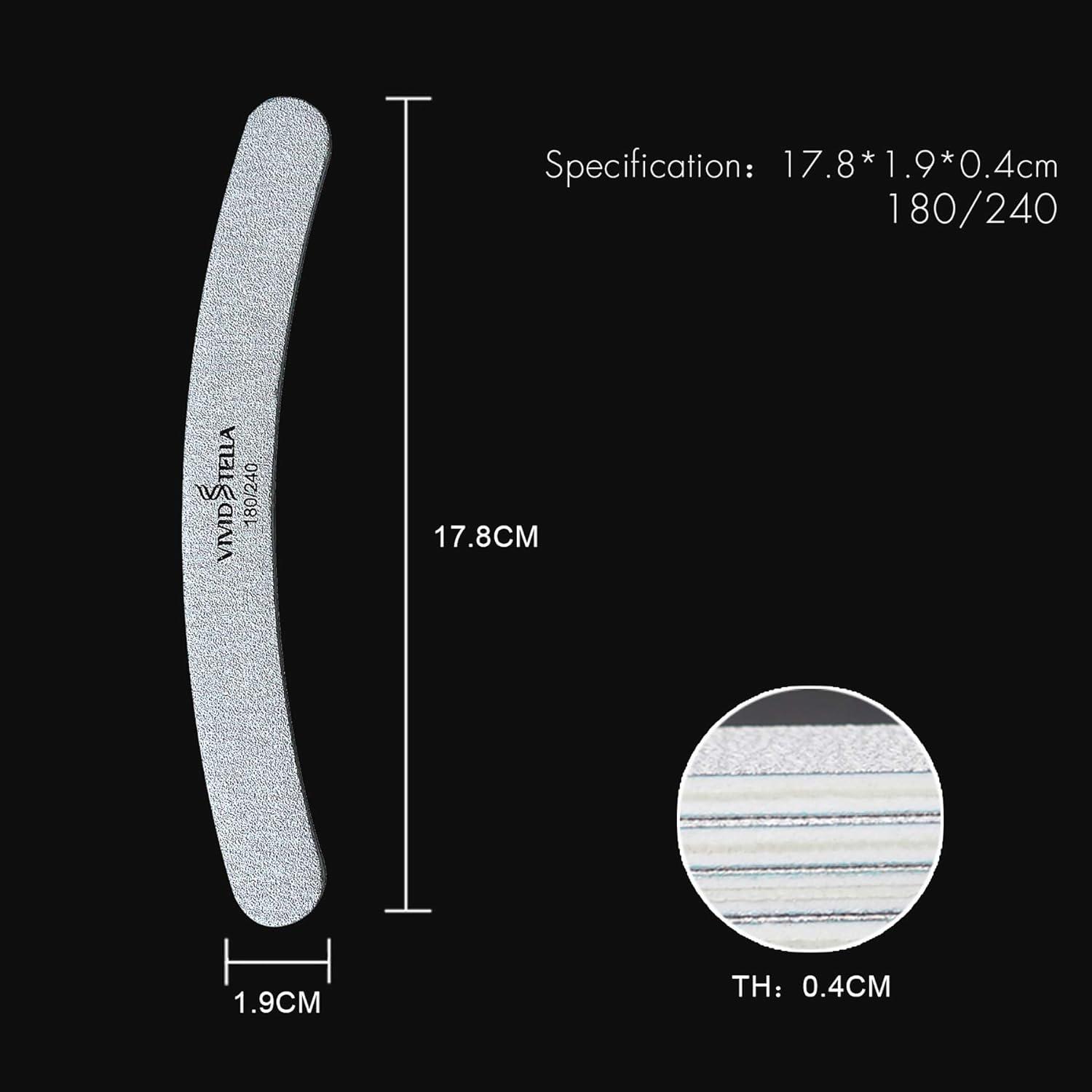 Washable Double Sided Gray Curved Fingernail Files 10 Pack | 180 240 ...