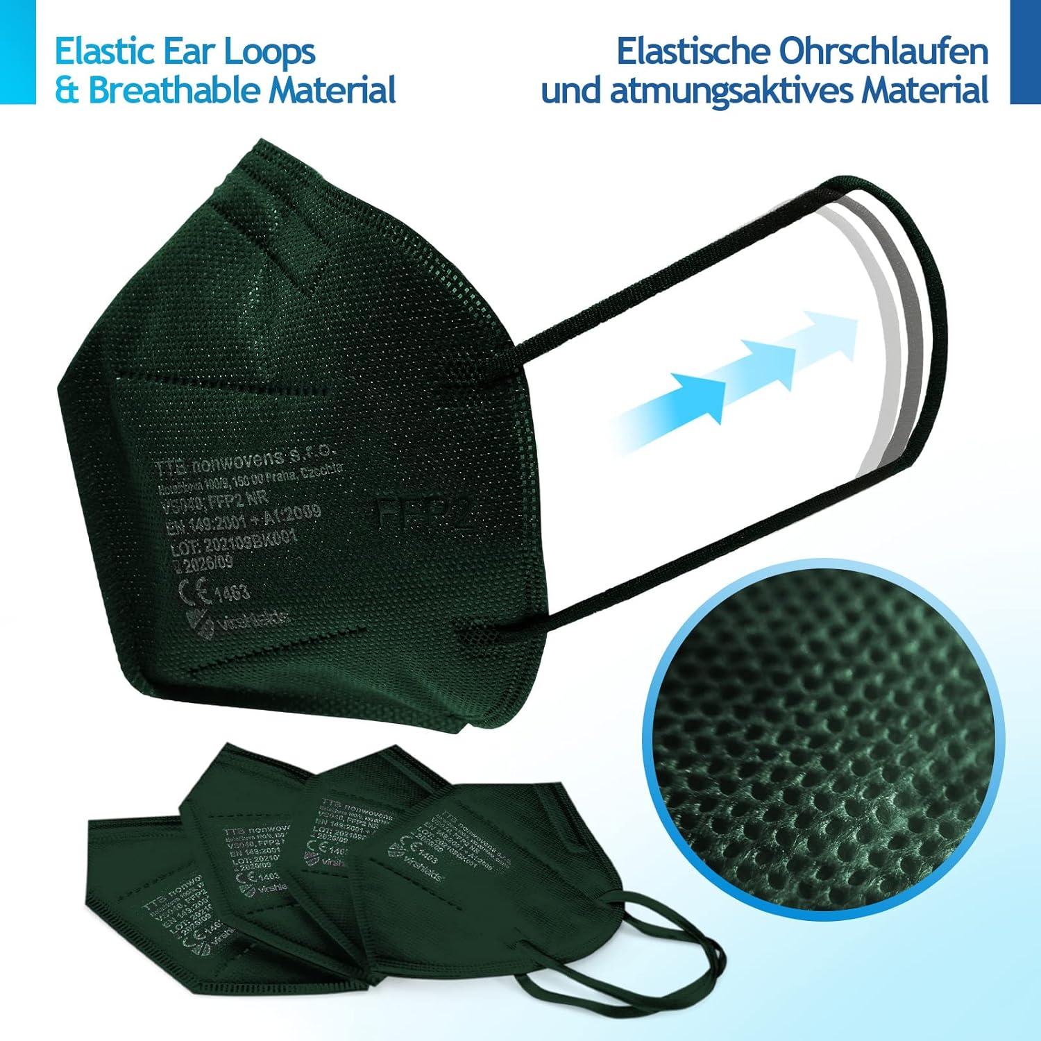 Virshields FFP2 Mundsprung Mask - 5 Layers PFE 94% VFE 99.99% EN 149 ...
