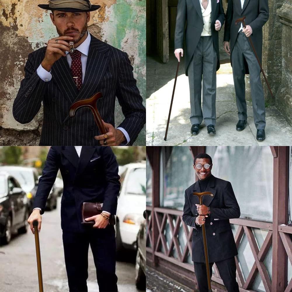 FLYDRUM 36 Inch Wooden Walking Cane - Ergonomic One-Piece Wood Stick ...