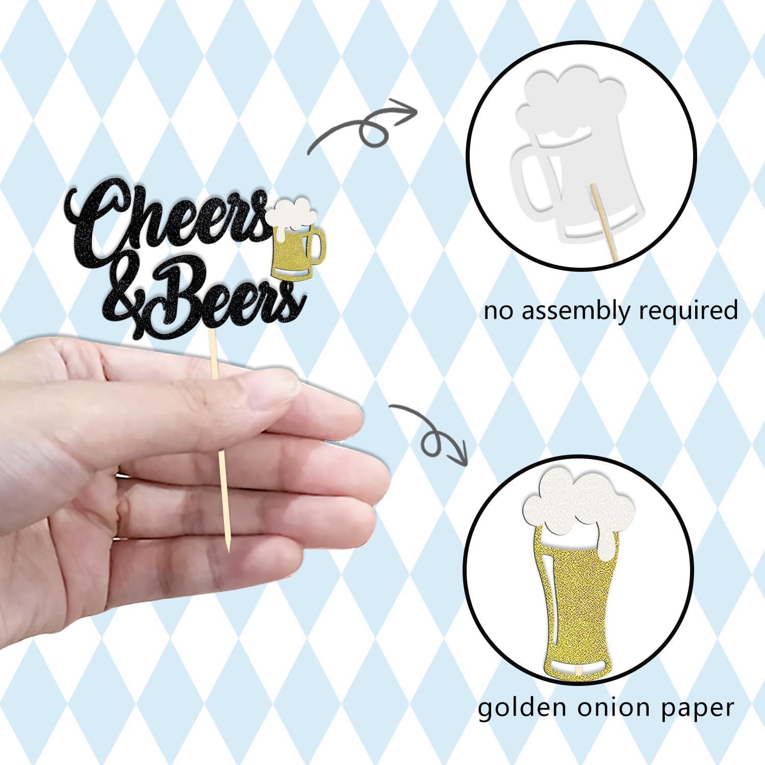 24 Pieces Glitter Oktoberfest Cupcake Toppers Cheers & Beers Cupcake ...