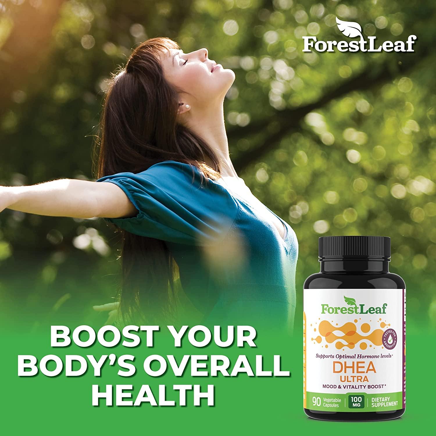 Forest Leaf - DHEA 100mg Daily Hormone Supplement for Women & Men ...