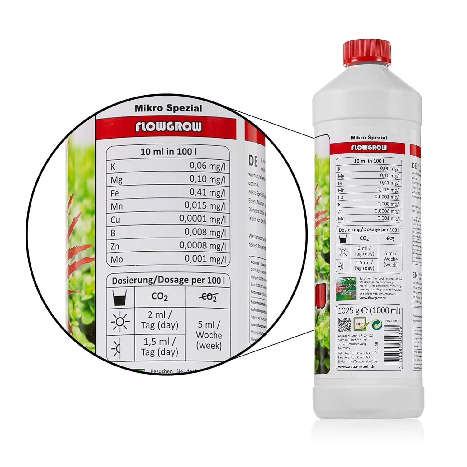 Aqua Rebell Mikro Special Flowgrow Fertilizer - 1L Bottle | Optimal Aquarium Plant Nutrition ...