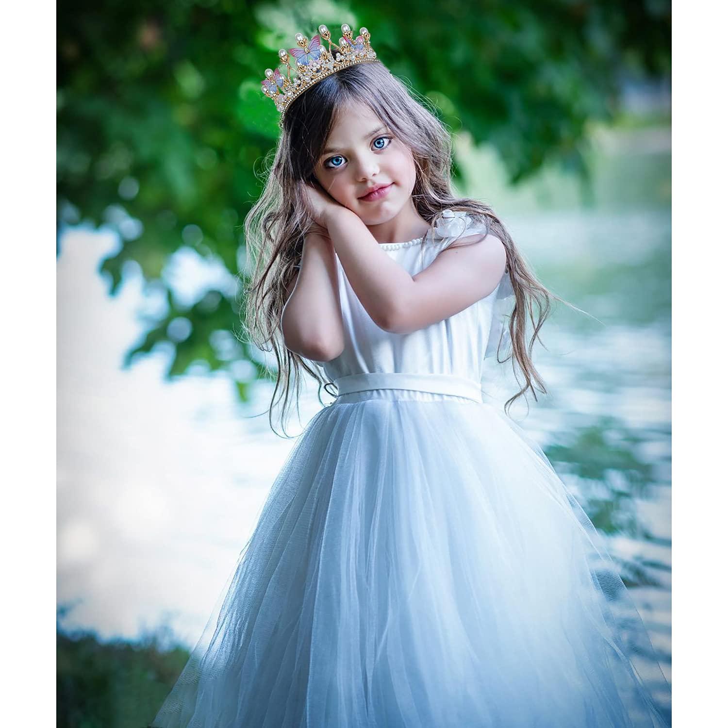 Rose Gold Princess Tiara for Girls - Handmade Butterfly Crown for ...